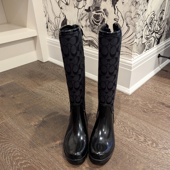 Coach | Shoes | New Coach Tristee Logo Rain Boots 7 | Poshmark